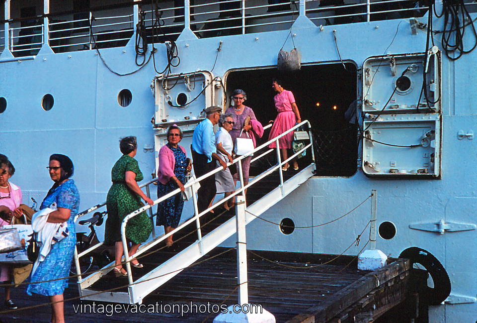 Vintage Vacation Photos: Boarding the SS Evangeline in Bermuda, 1961